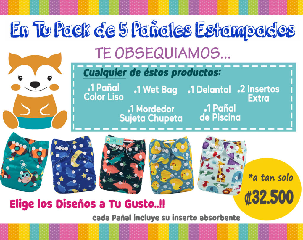 Aniversario - Pack de 5 Pañales Estampados con Regalia - Exclusivo de ...